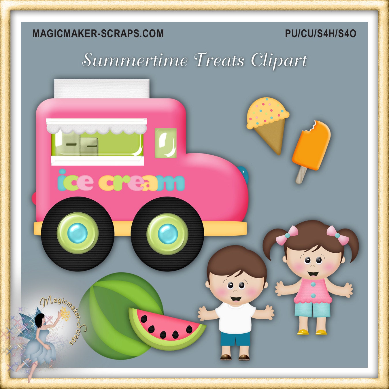 Summer Ice Cream Clipart Digital Scrapbook Elements for - Etsy