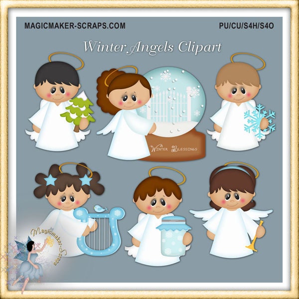Christmas Clipart Holiday Winter Angels | Etsy