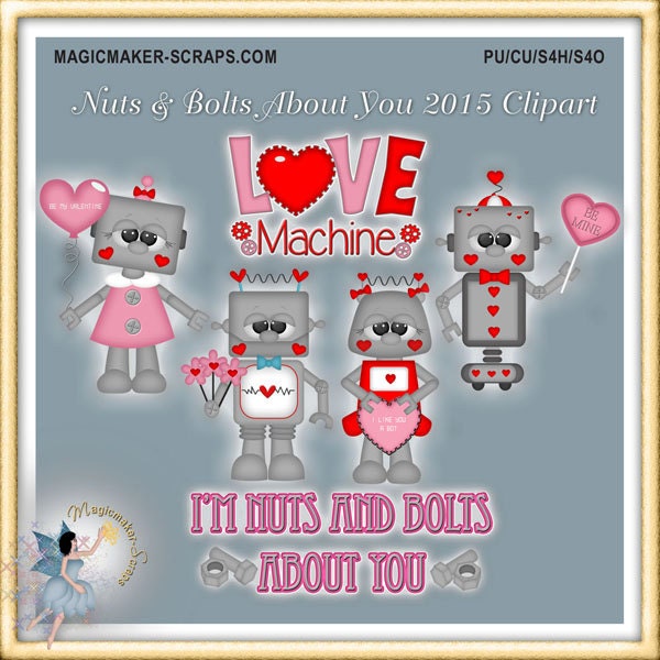 Valentine Clipart, Robot, Nuts and Bolts About Yyou 2015 - Etsy
