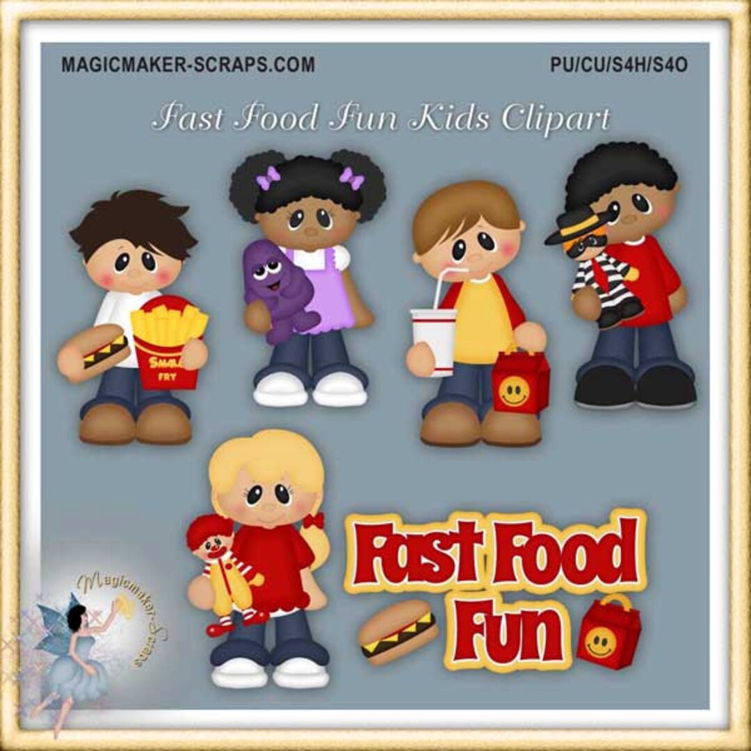 Fast Food Fun Kids Clipart, Birthday, Party - Etsy
