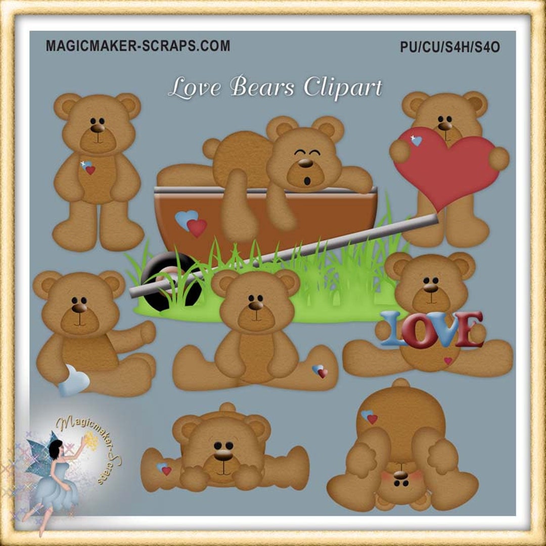 Valentine Clipart, Teddy Bears, Digital Scrapbook, Commercial Use, Love ...