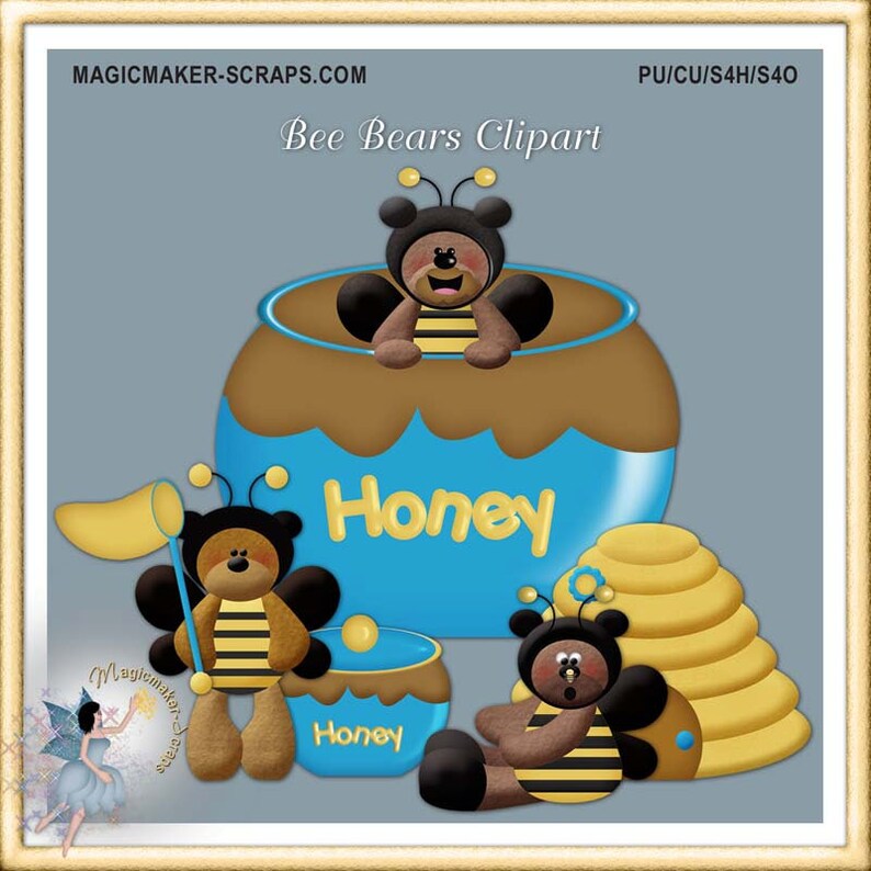 Teddy Bears Clipart, Honey Bee, Garden, Commercial Use, Digital ...