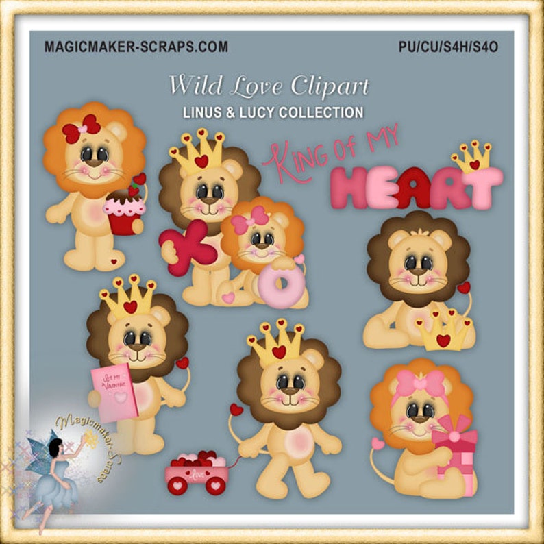 Valentine's Clipart, Lion Love, King of My Heart - Etsy