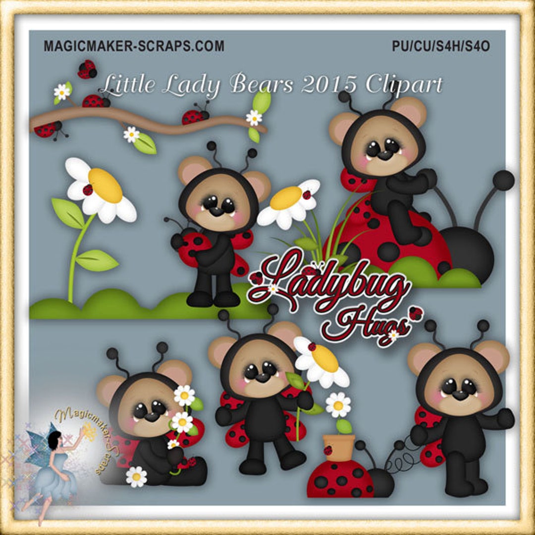Laby Bug Clipart Summer Teddy Bears Little Lady Bears - Etsy