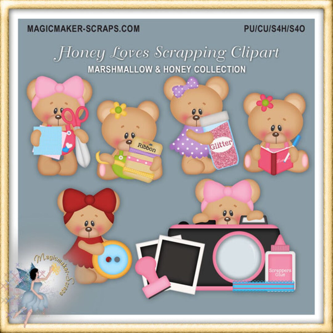 Arts and Craft Clipart, Teddy Bear, Honey Loves Scrapping, Marshmallow ...