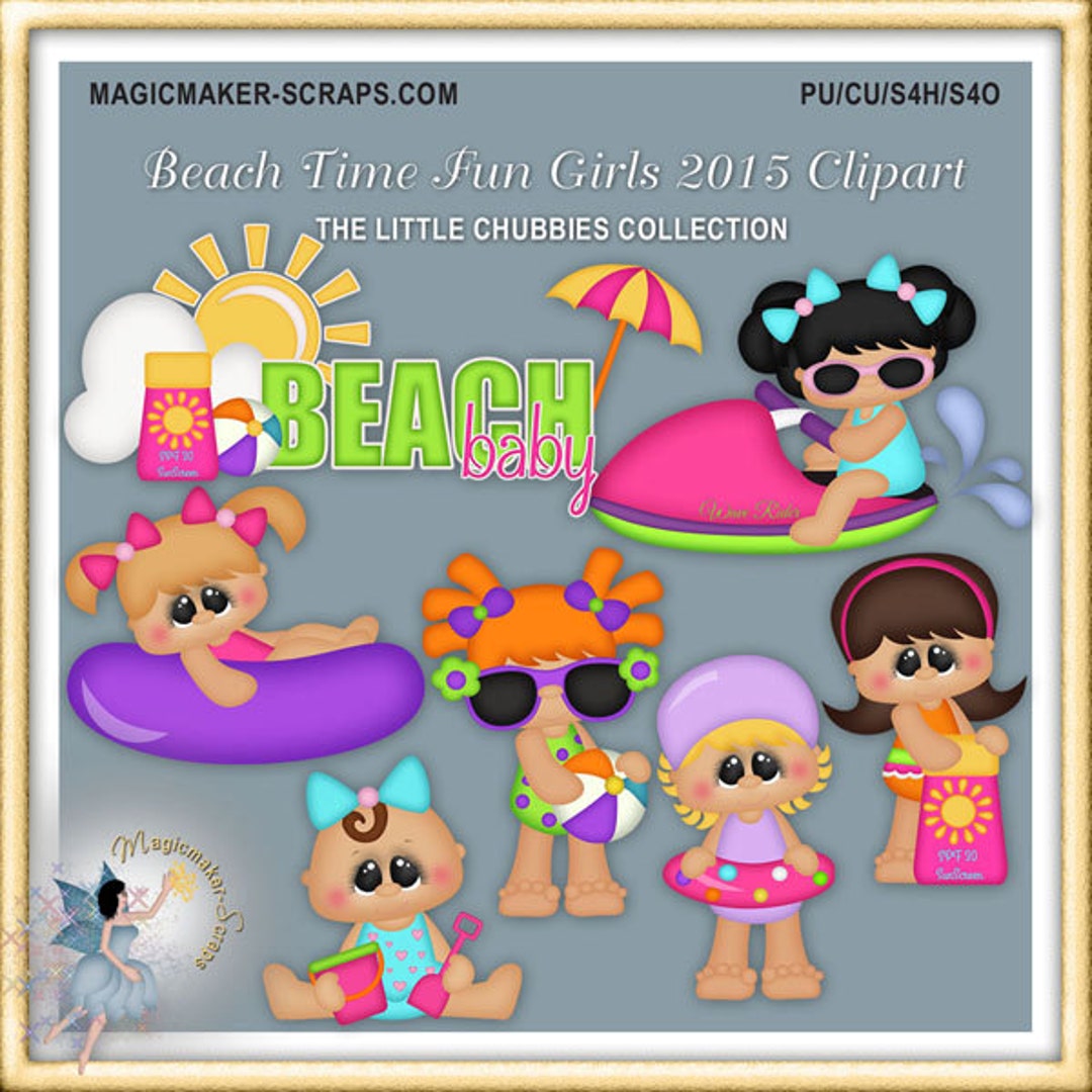 Summer Clipart, Chubbies, Beach Time Fun Girls 2015 - Etsy