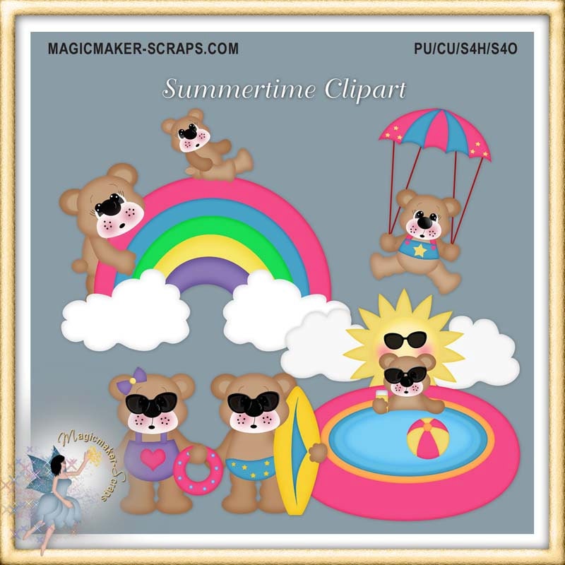Summer, Teddy Bear, Commercial Use, Digital Scrapbook, Commercial Use ...