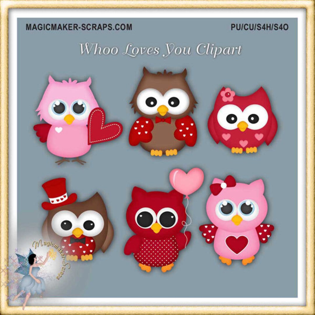 Owl Valentines Clipart - Etsy