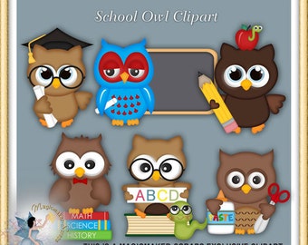 Back to School Owls Clip Art, Vector, Graphics, Digital Clip Art ...