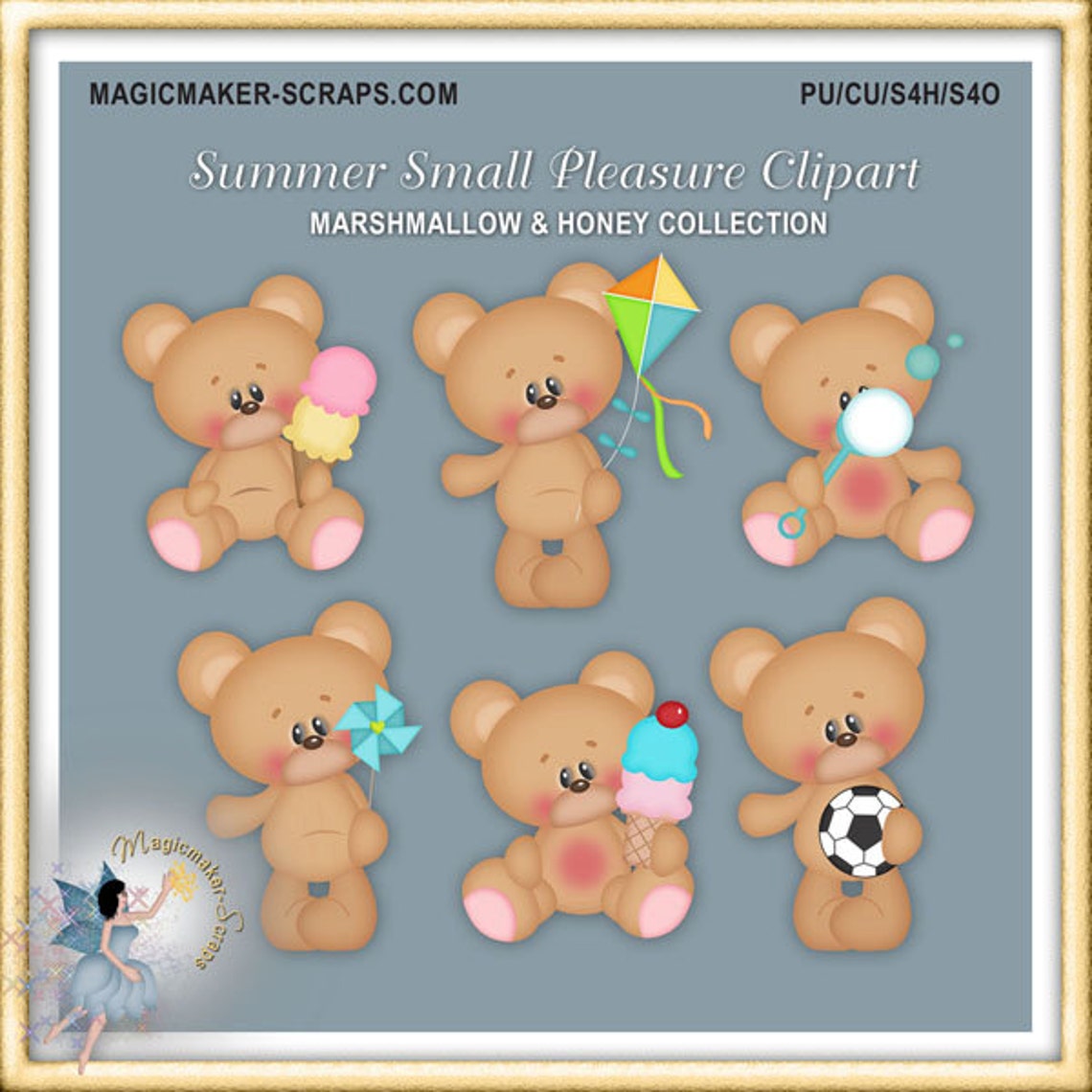 Summer Clipart, Teddy Bear, Small Pleasures, Marshmallow and Honey - Etsy
