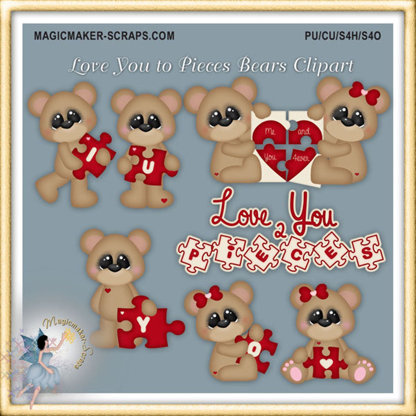 Valentine Clipart, Teddy Bear 2, You Complete Me - Etsy