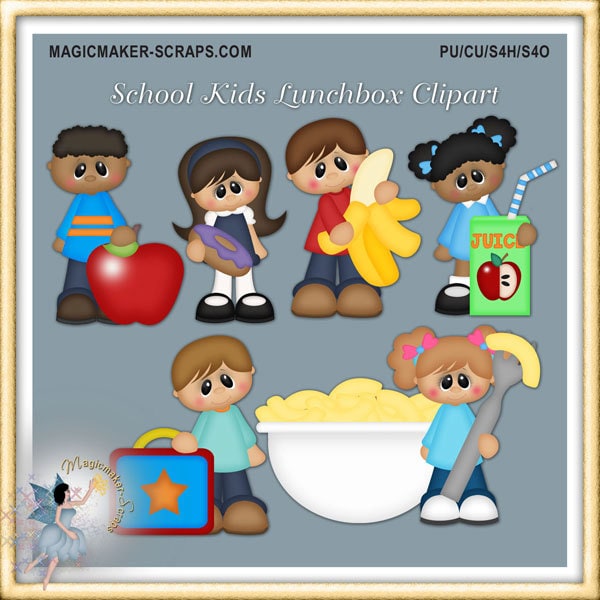 School Kids Lunch Box Clipart - Etsy
