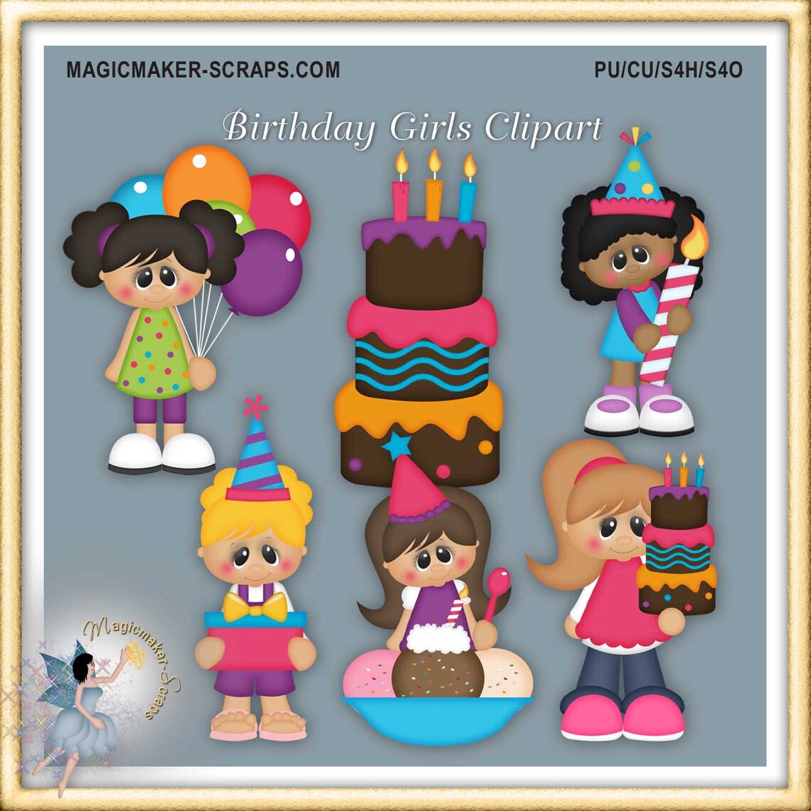 Birthday Girls Clipart, Party - Etsy
