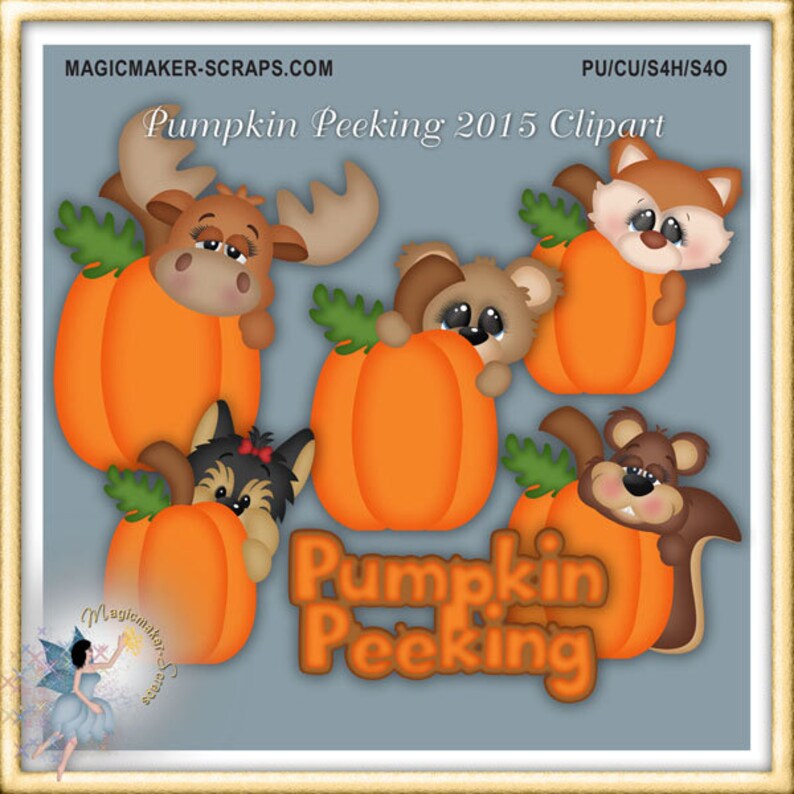 Autumn Clipart Fall Animals Pumpkin Peeking 2015 - Etsy