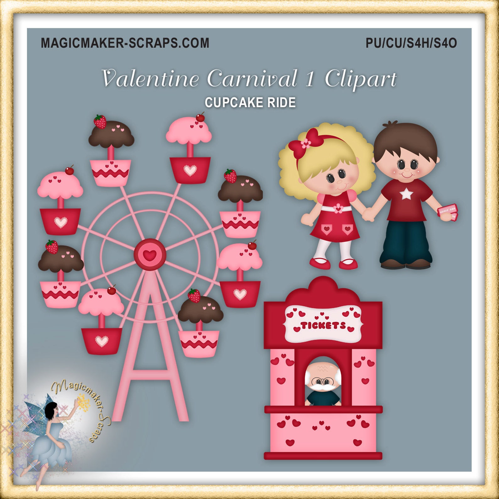 Valentine Carnival Clipart Cupcake Ferris Wheel - Etsy