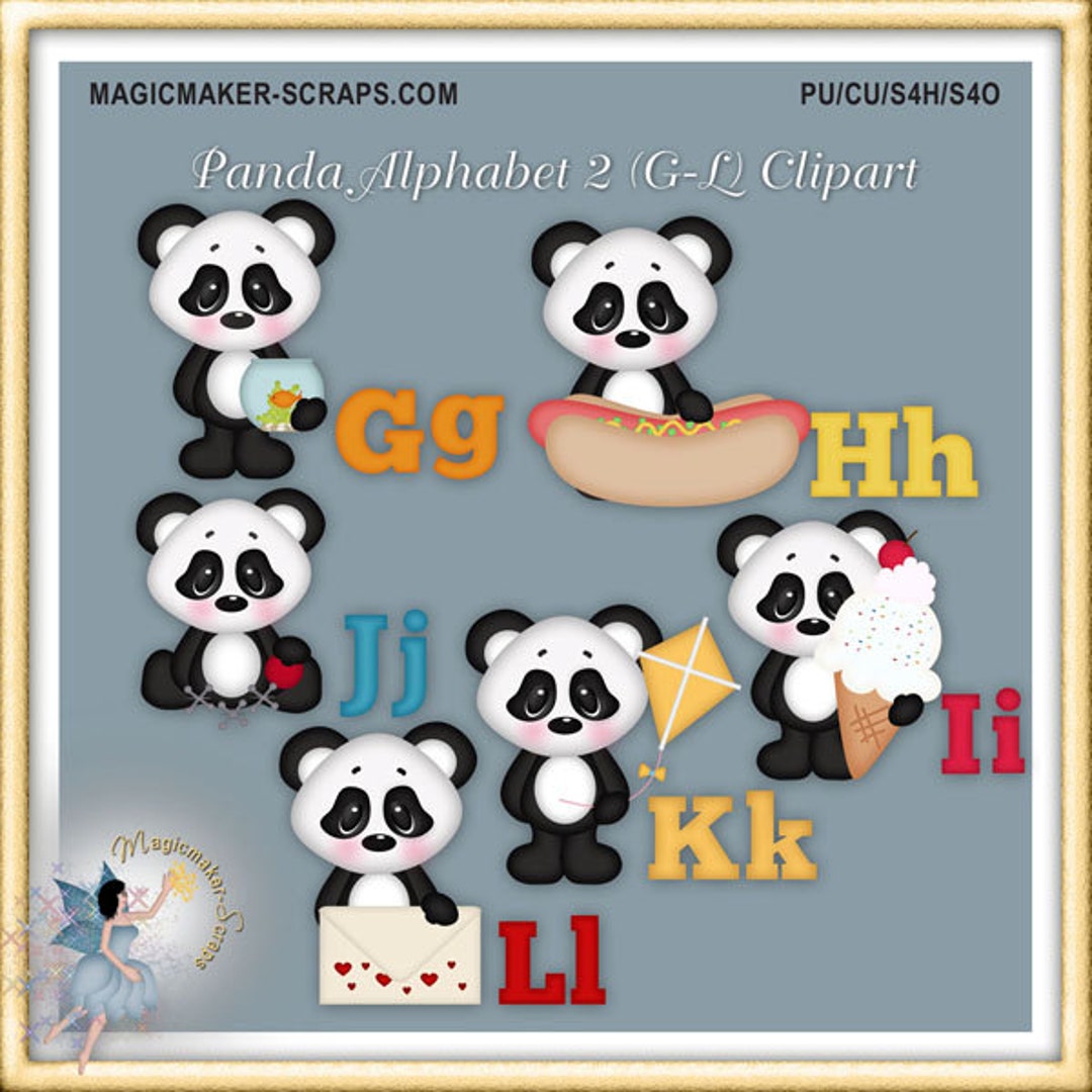 Panda Alphabet School Clipart 2 - Etsy