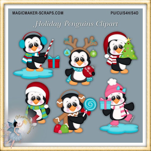 Penguin Clipart Penguins Clipart Winter Clipart Christmas - Etsy