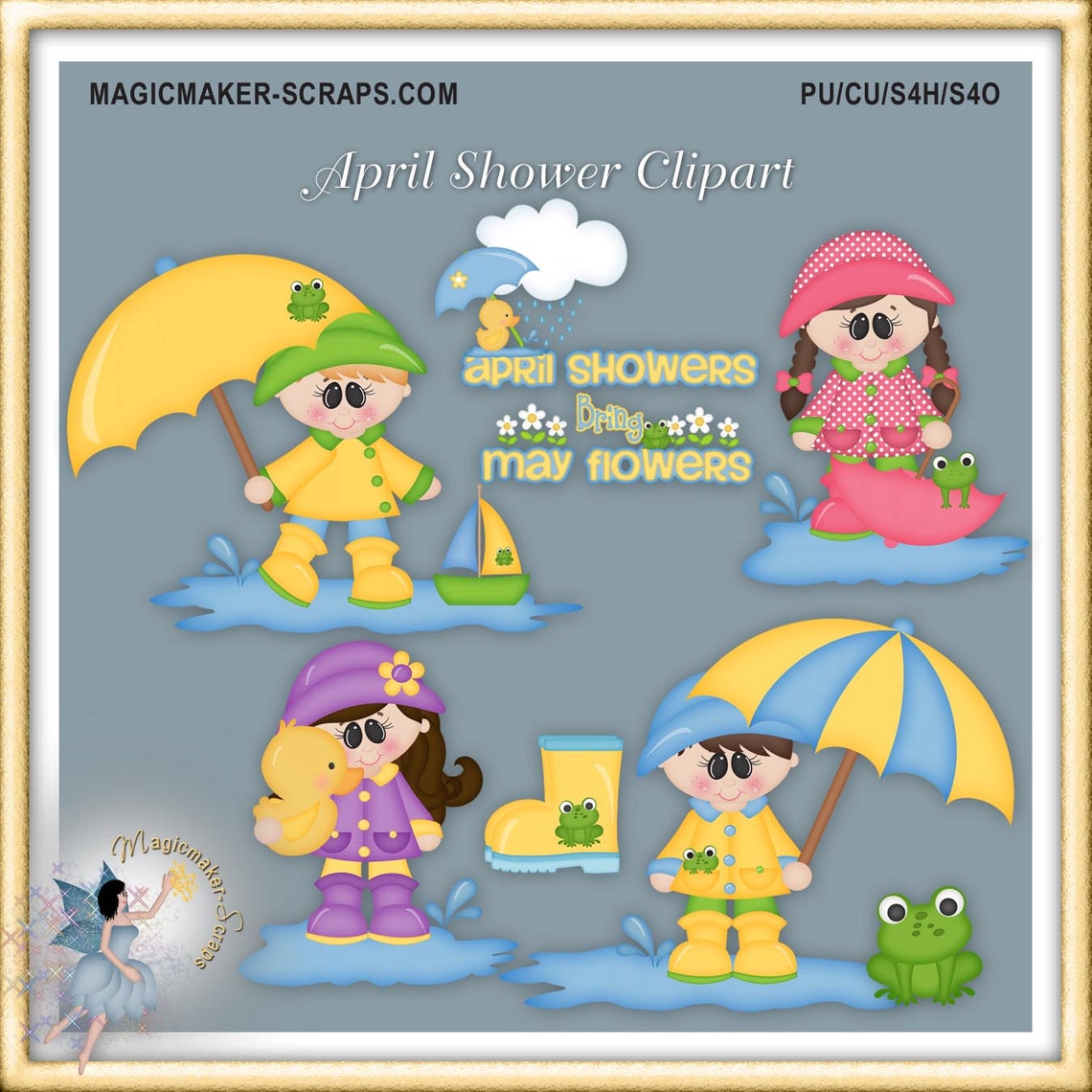 Spring April Showers Rainy Days Clipart Digital Scrapbook - Etsy