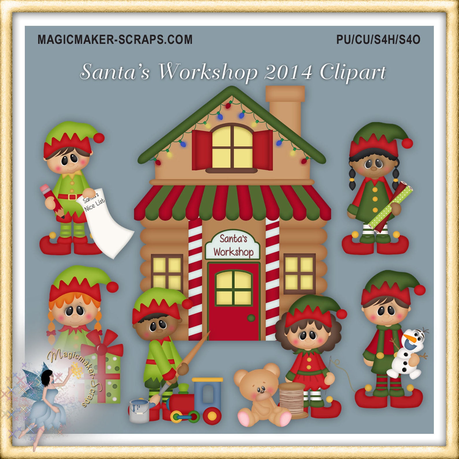 Christmas Clipart, Elves, Holiday, Workshop, Santa's Workshop 2014 - Etsy