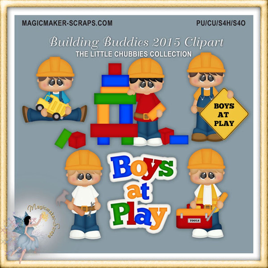 Play Clipart, Boys, Chubbies, Building Buddies 2015 - Etsy
