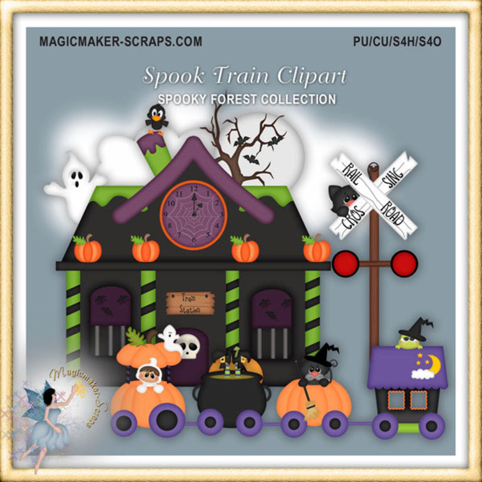 Halloween Clipart Spook Train - Etsy