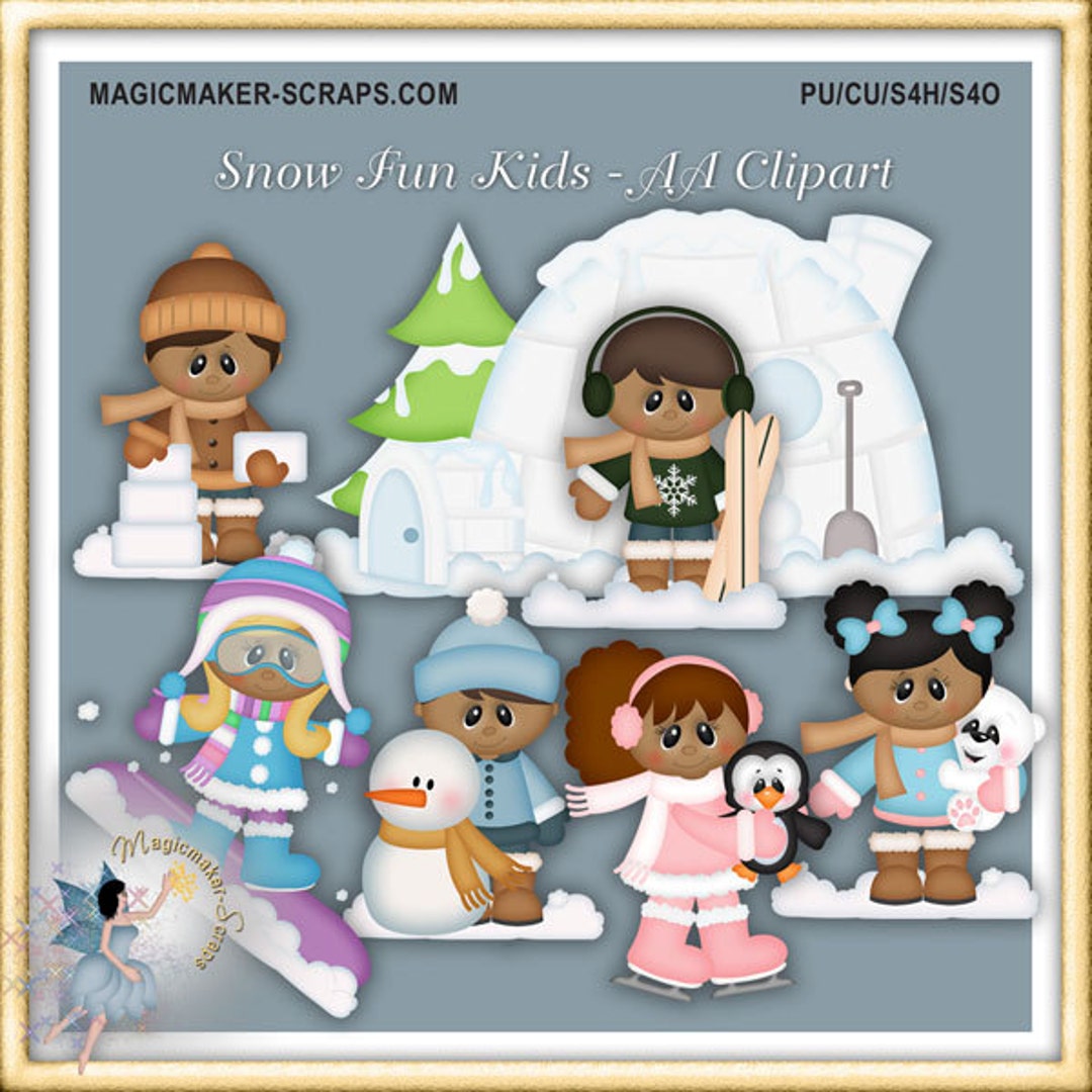 Winter Clipart, Snow Fun Kids AA - Etsy