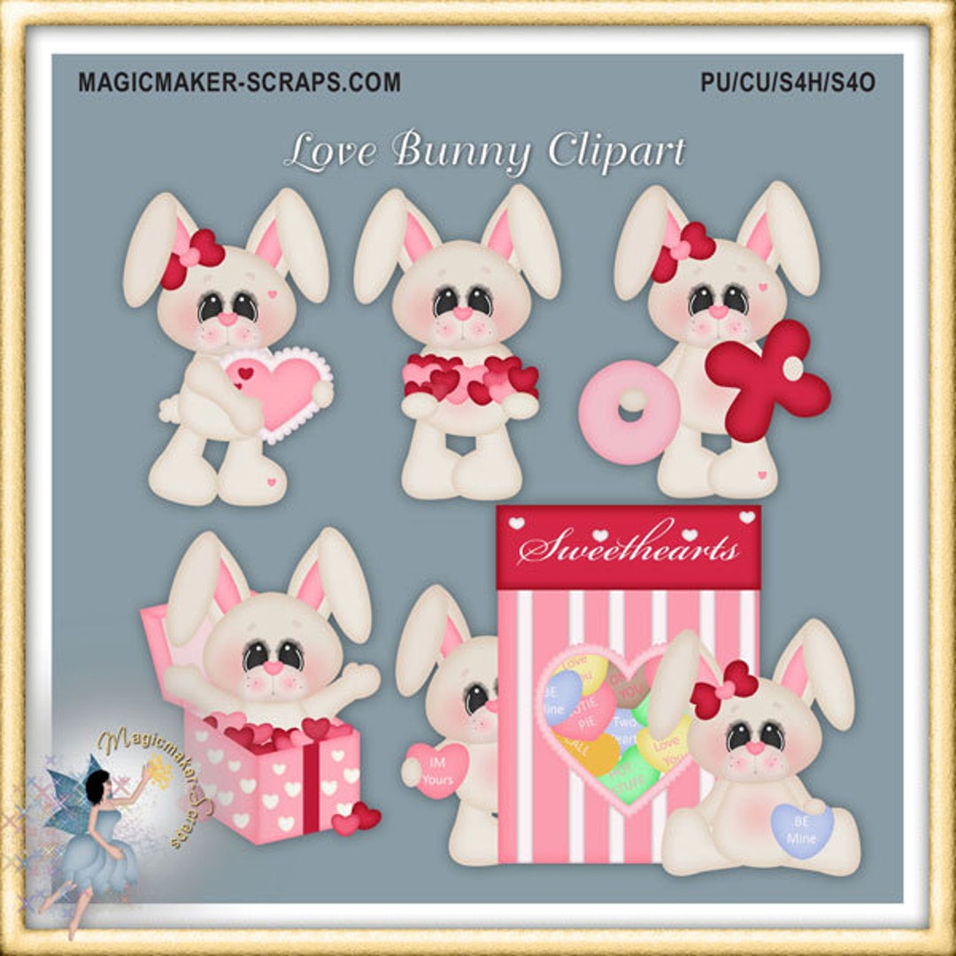 Valentine Clipart, Love Bunny - Etsy