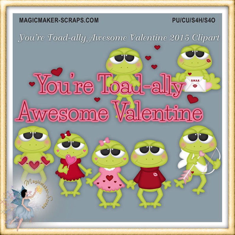 Valentine Frog Clipart - Etsy