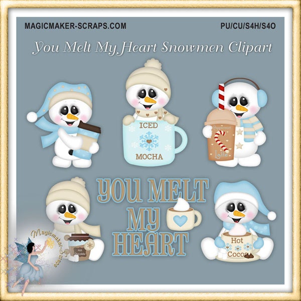 Christmas Clipart, Holiday, Winter, Snowman, You Melt My Heart - Etsy