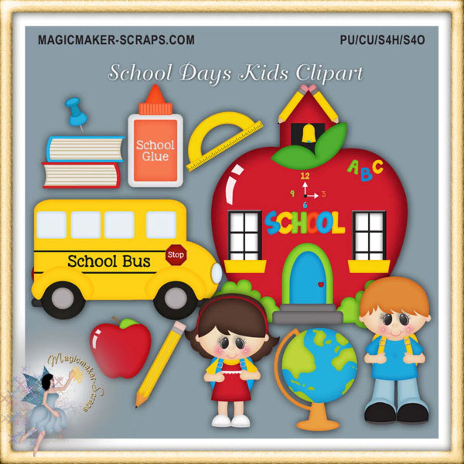 School Days Kids Clipart - Etsy