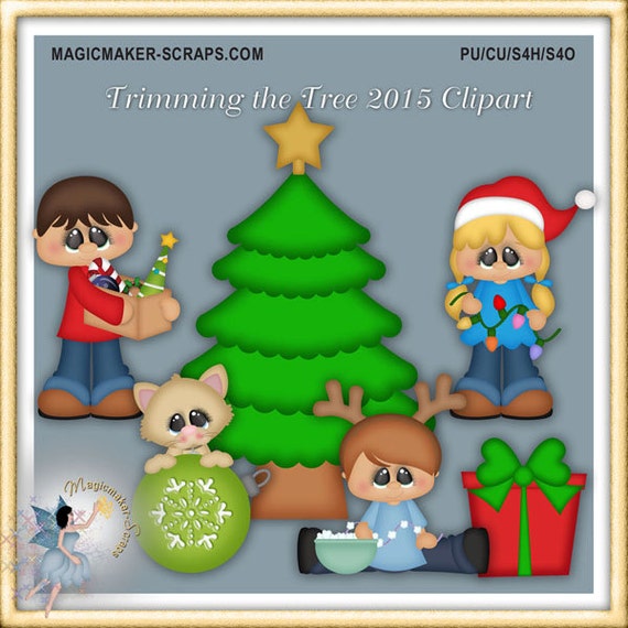 Christmas Clipart Trimming the Tree 2015 - Etsy