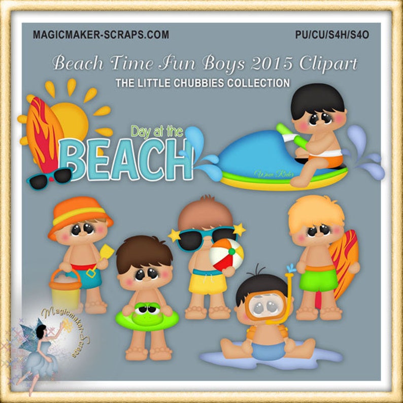 Summer Clipart, Chubbies, Beach Fun Time Boys 2015 - Etsy