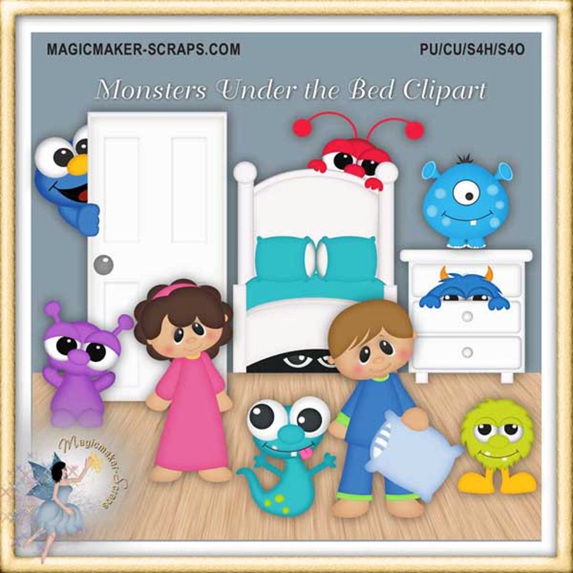 Monsters Clipart, Monsters Under the Bed - Etsy