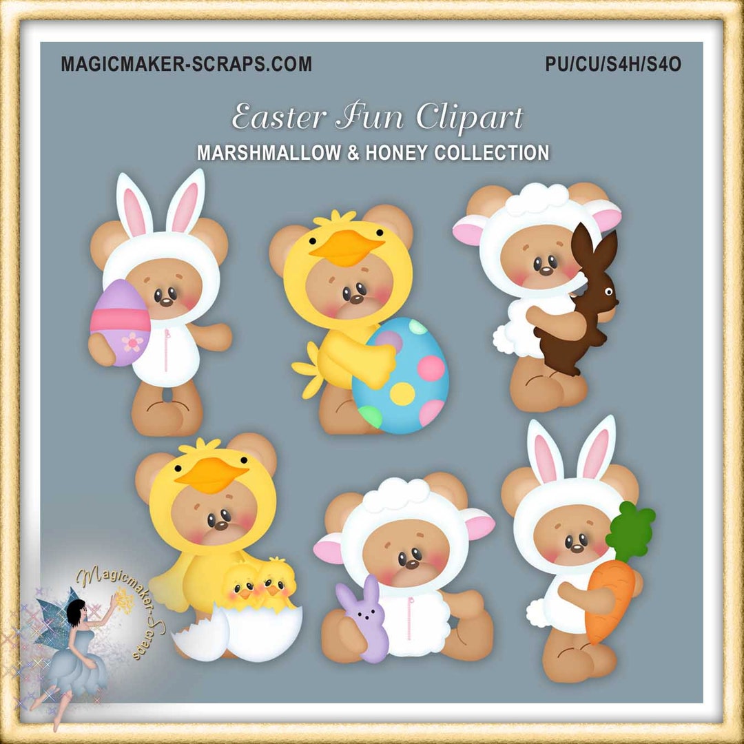 Easter Clipart, Teddy Bears, Easter Fun, Marshmallow and Honey - Etsy