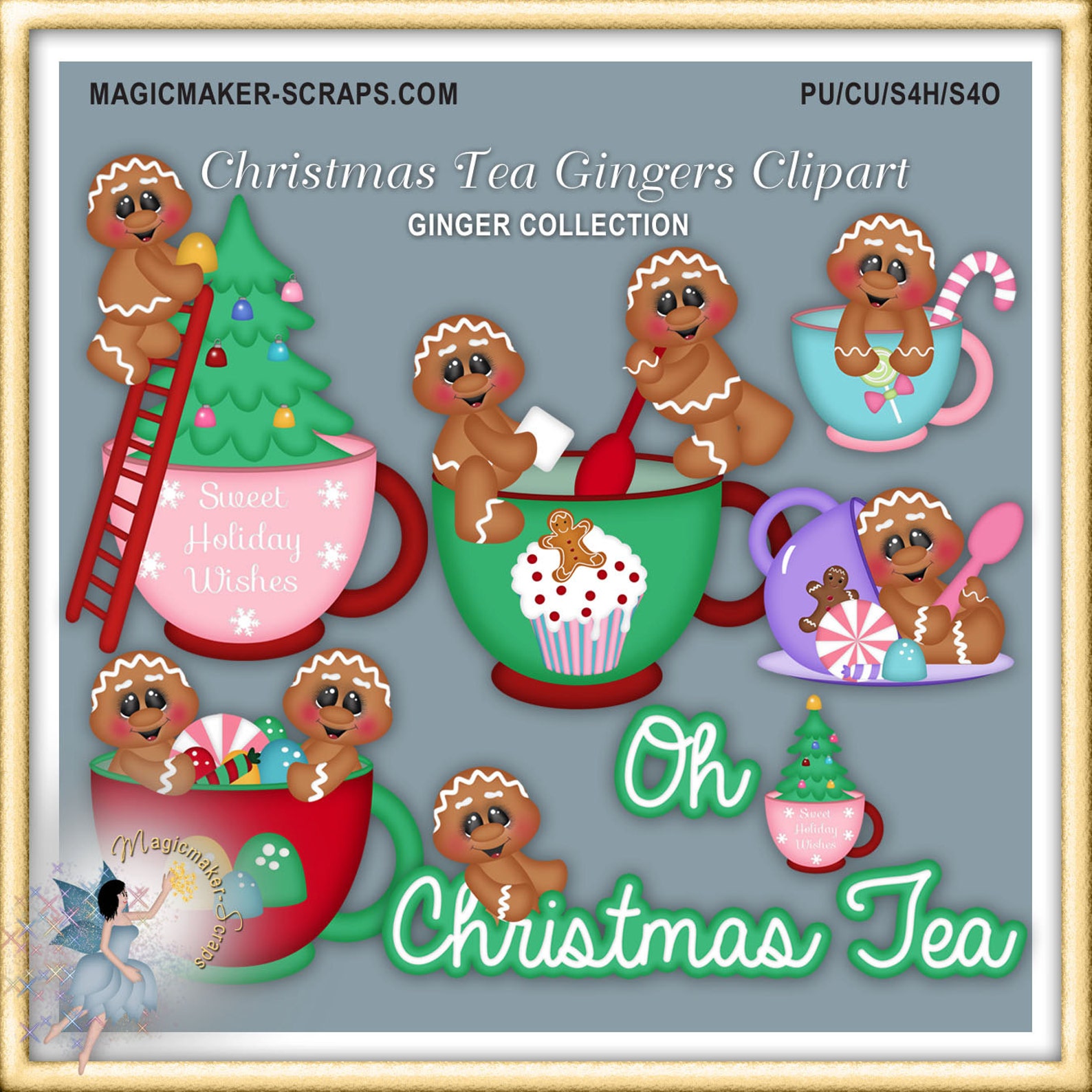 Gingerbread Clipart Ginger Christmas Tea - Etsy