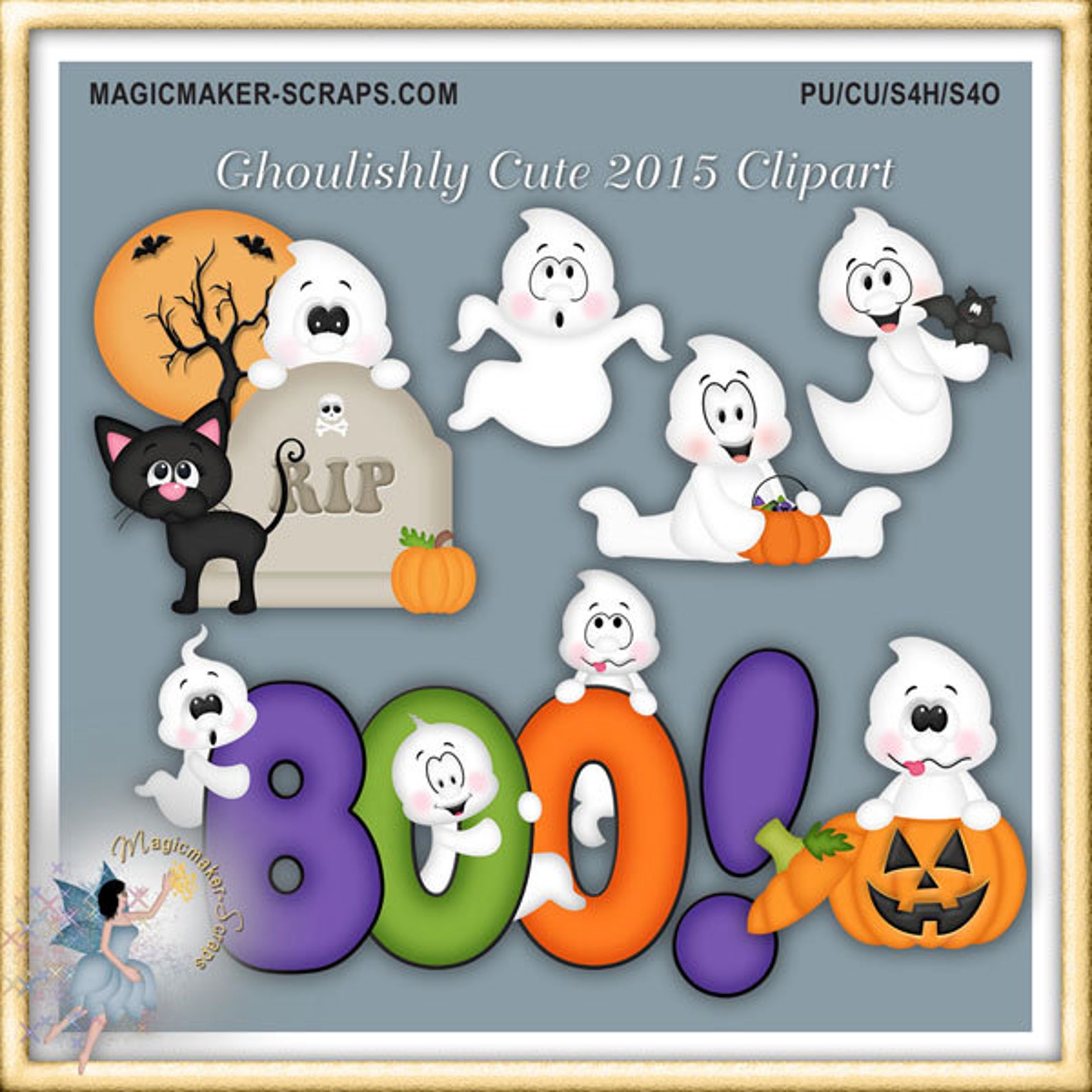 Halloween Clipart Ghost Ghoulisly Cute 2015 | Etsy