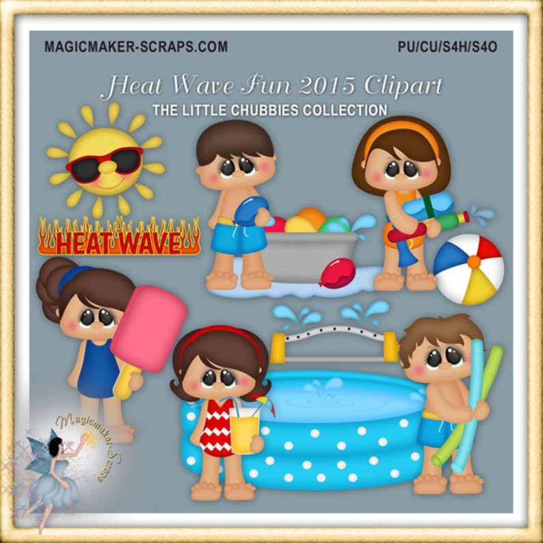 Summer Clipart Swimming Chubbies Heat Wave Fun 2015 - Etsy