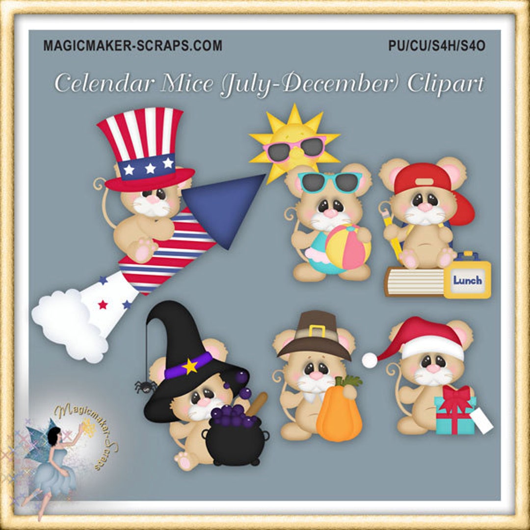 Calendar Mouse Clipart 2 - Etsy