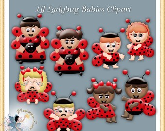 Baby Ladybug Clipart Commercial Use, Clipart, Vector Graphics, Digital ...