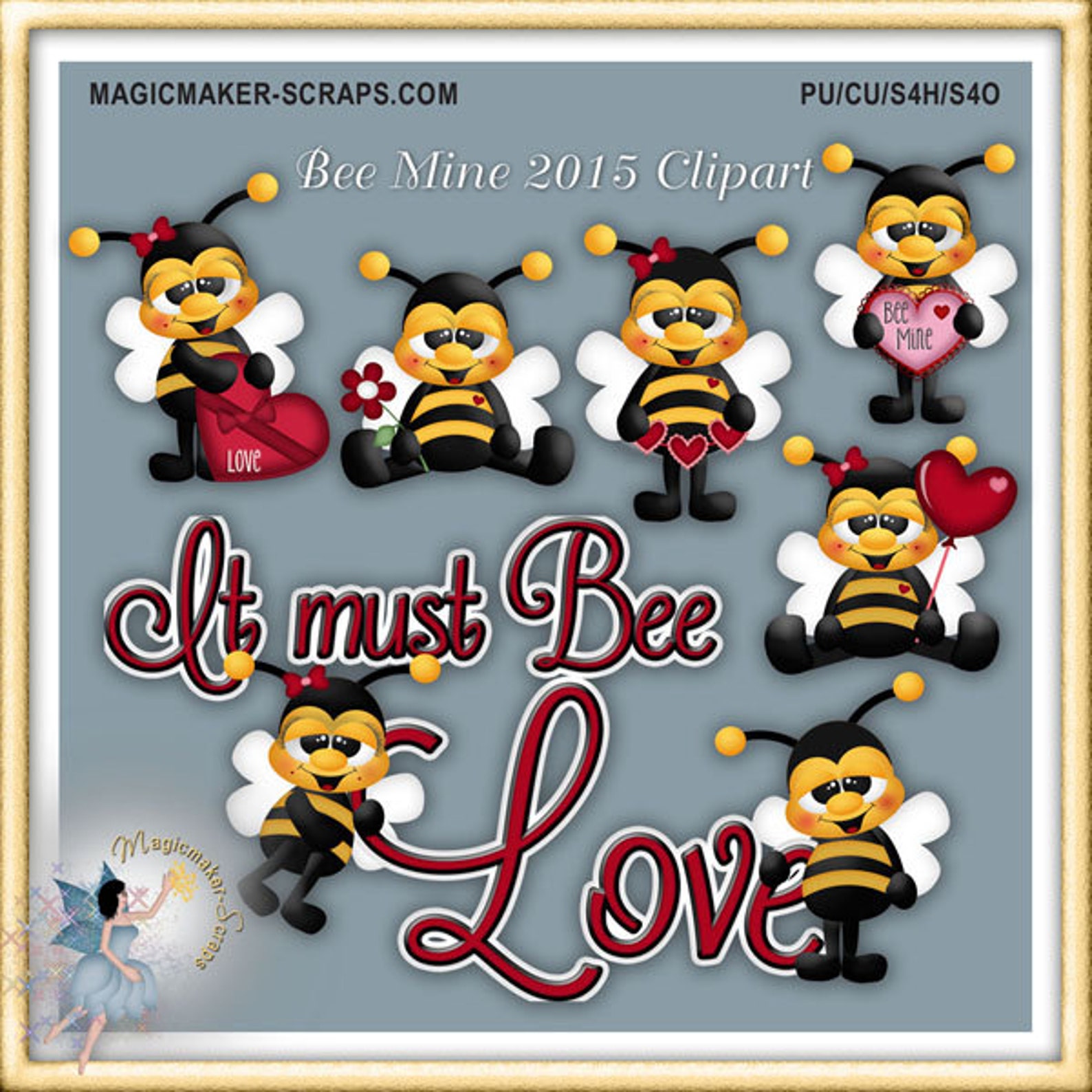 Valentine Clipart, Bee Mine 2015 - Etsy