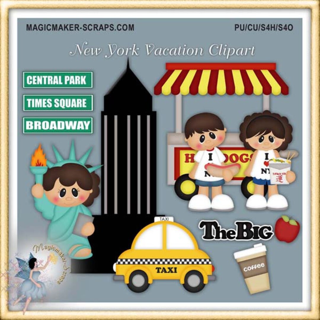 New York Vacation Clipart, Statue of Liberty, Empire State Building ...