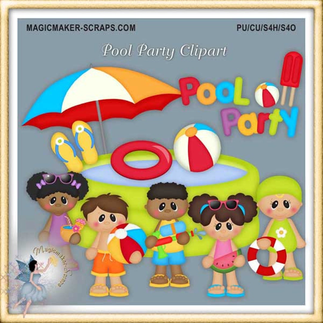 Summer Clipart Pool Party - Etsy