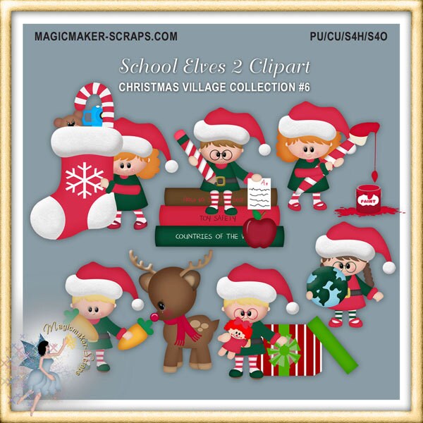 Christmas Elves Clipart, Christmas Village Collection, School Elves 2 ...