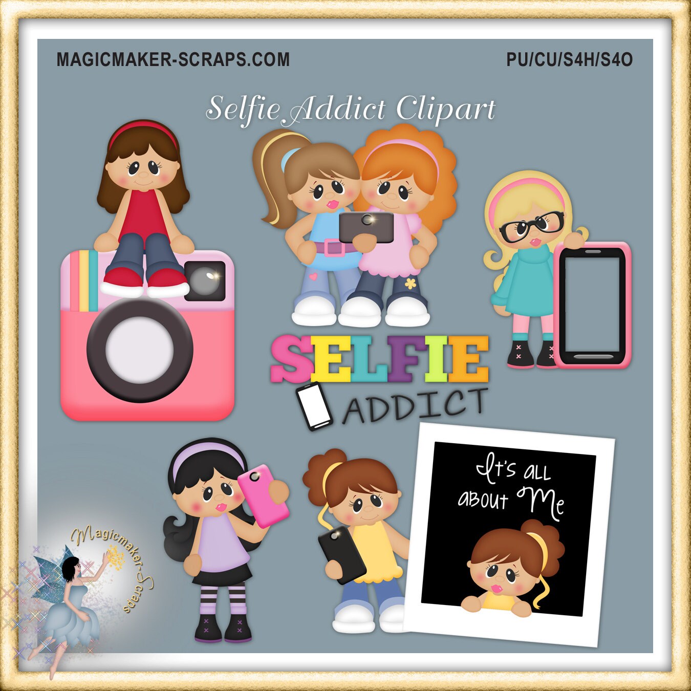 Polaroid Clipart, Digital Scrapbook, Commercial Use, Selfie Addict - Etsy