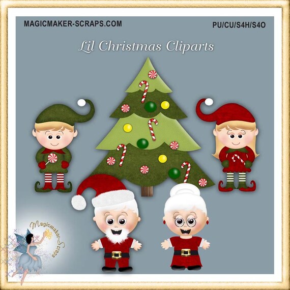 Christmas Clipart Commercial Use Holiday Santa Claus Mrs. | Etsy