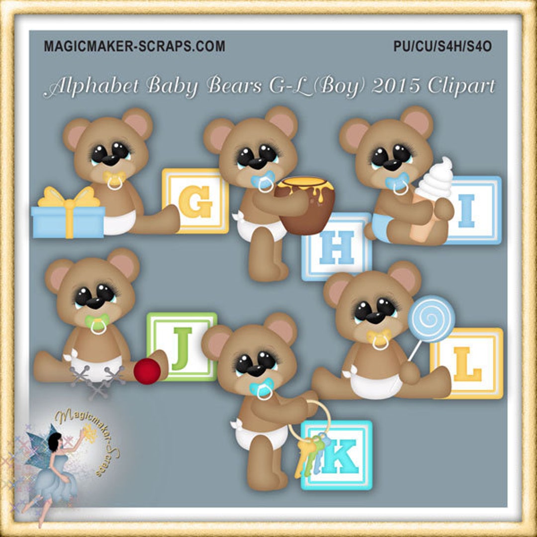 Baby Boy Clipart, Alphabet Teddy Bears 2015, G-K - Etsy