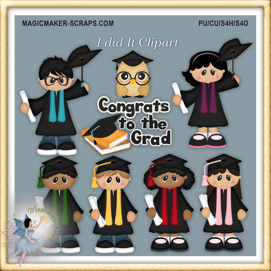 Graduation Clipart, Digital Scrapbook Elements for Commercial Use, I ...