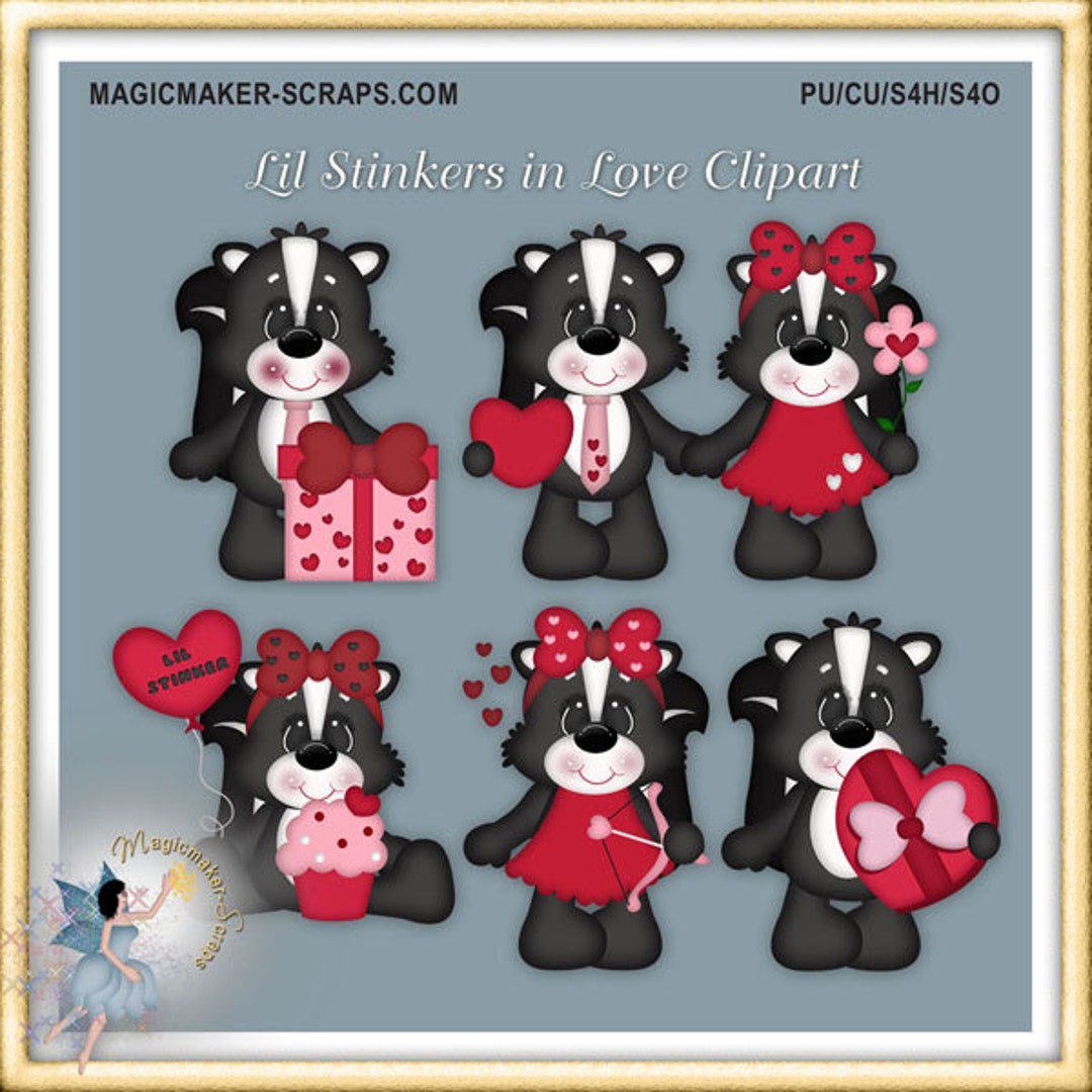 Valentine Skunk Clipart Little Stinkers - Etsy