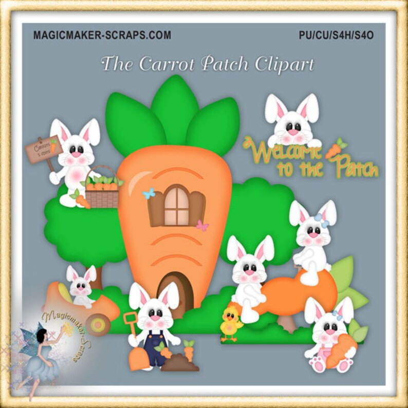 Easter Clipart, Carrot Patch Easter Bunny - Etsy
