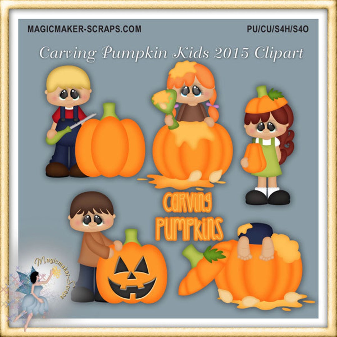 Autumn Clipart, Pumpkin Carving Kids 2015 - Etsy